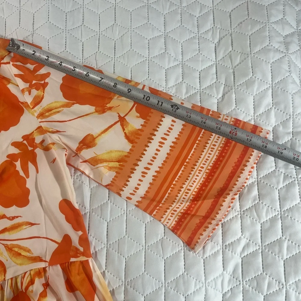 Ador | Dresses | Ador Orange Floral Maxi Dress Medium Nwt Boho Resort ...